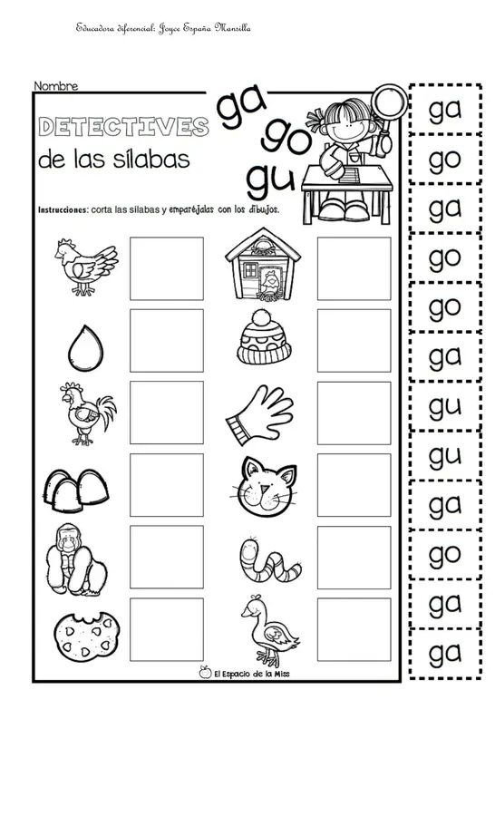 Cuadernillo Actividades G, ga, go, gu, gue, gui, ge gi. | profe.social