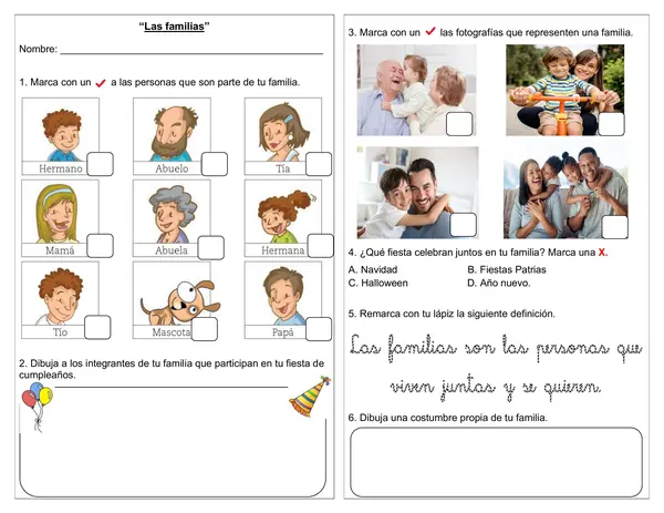 Guía de historia 1° año "Las familias" | profe.social