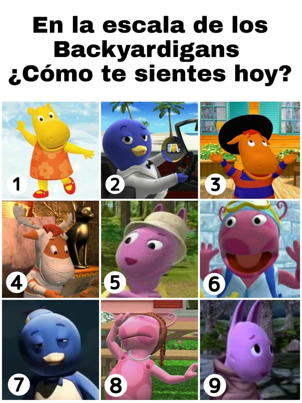 Escala de cómo te sientes de los Backyardigans | profe.social