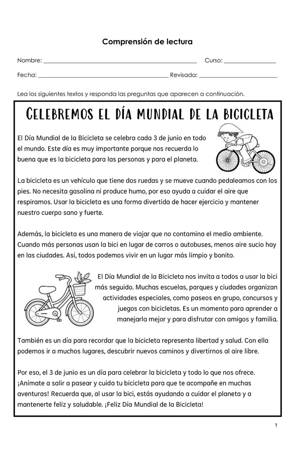 Comprensión de lectura (Texto informativo) | profe.social