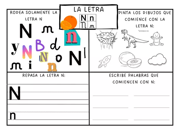 Ficha letra "N" en manuscrita | profe.social
