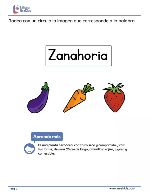 Cuaderno de Lenguaje "Frutas y Vegetales" | profe.social