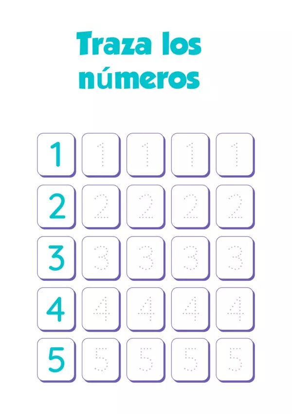 Ficha con trazos para trabajar los números del 1 al 5. | profe.social