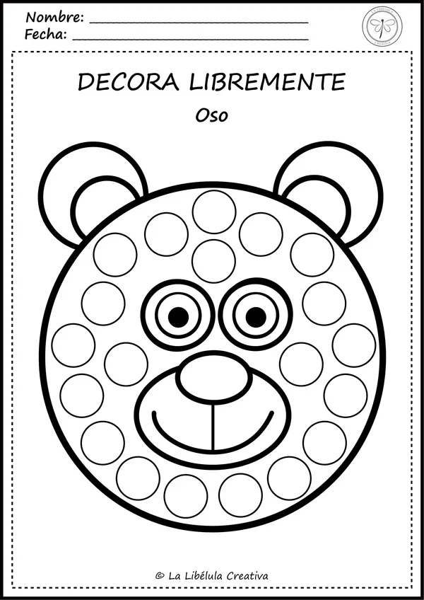 Fichas colorear círculos animales bosque salvajes caras | profe.social