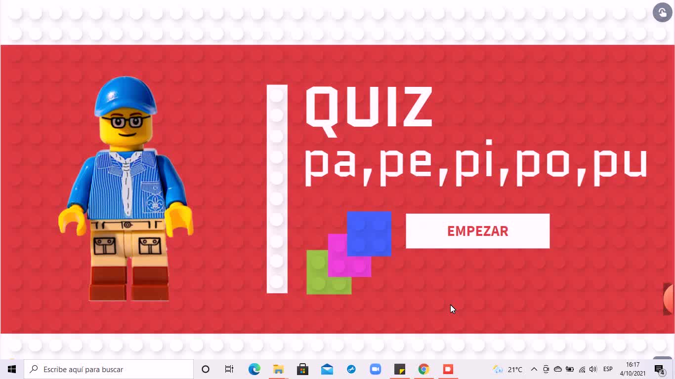 Quiz lego - lectura de palabras con p | profe.social
