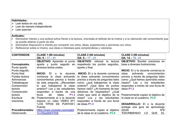 Planificación Mensual Clase a Clase, Lenguaje, septiembre, unidad 3 | profe.social