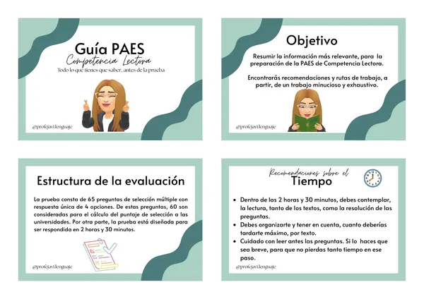 FLASHCARD PAES COMPETENCIA LECTORA: RESUMEN Y RUTA DE TRABAJO | profe ...