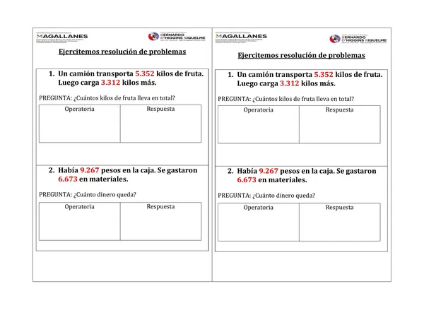 Guía de resolución de problemas de adición y sustracción | profe.social