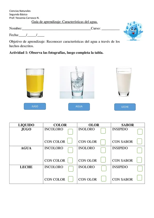 Guía estados del agua y características. | profe.social