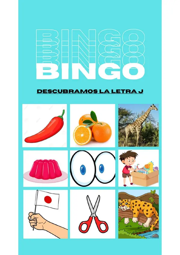 Bingo con la letra J | profe.social