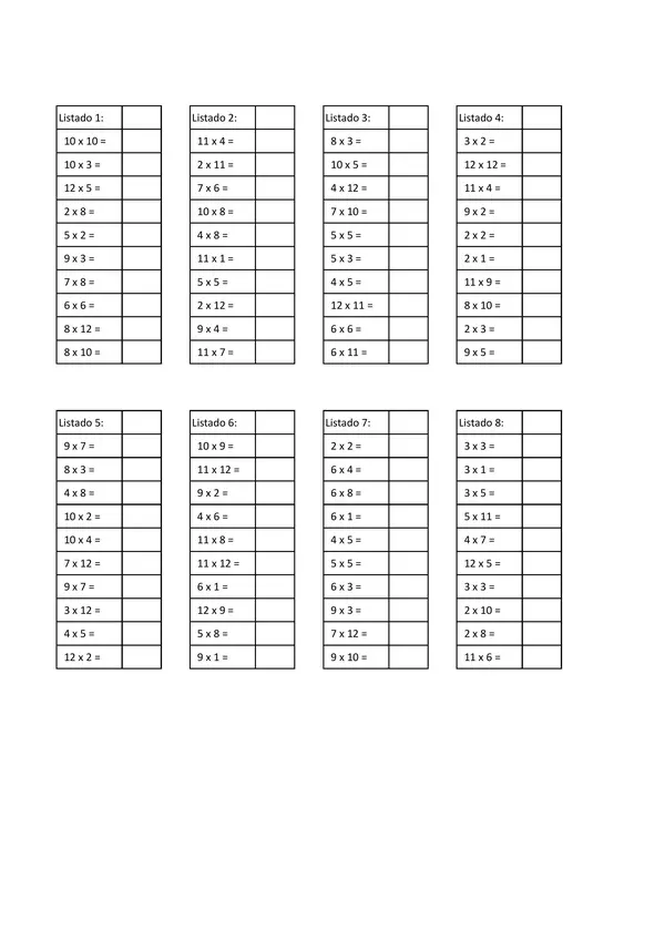 40 tablas de multiplicar | profe.social
