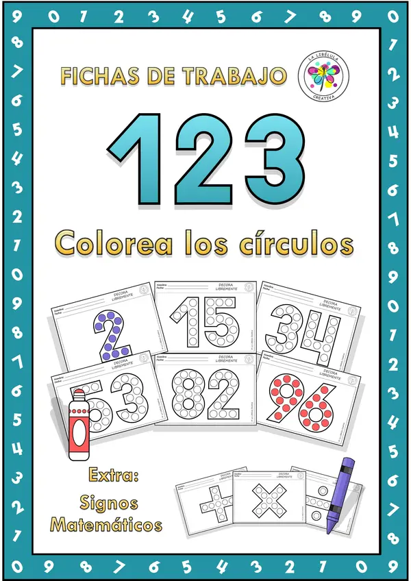 Fichas de colorear puntos números 0 a 100 extra signos matemáticos ...