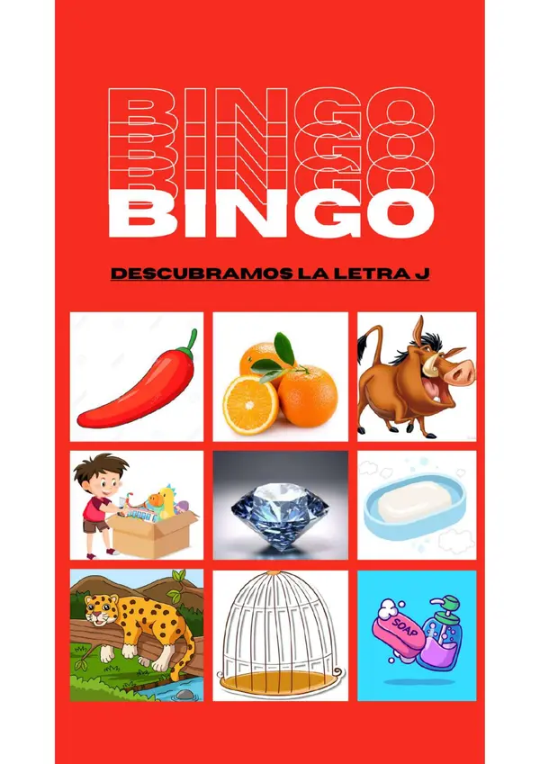 Bingo con la letra J | profe.social
