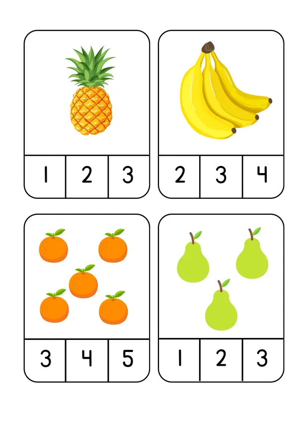 Tarjetas asociación numero cantidad (1-5) | profe.social
