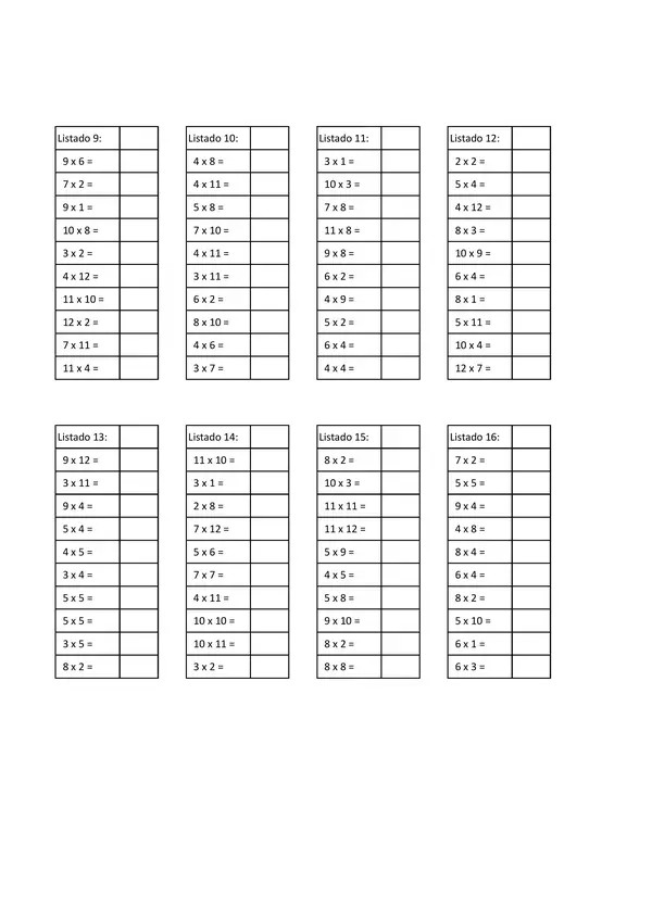 40 tablas de multiplicar | profe.social