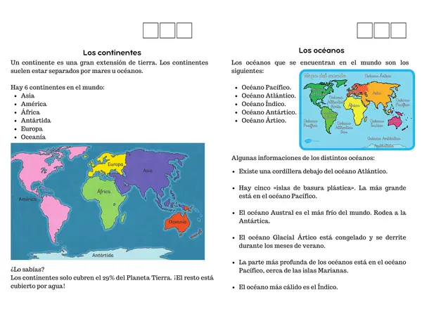 COMPRENSIÓN LECTORA - LOS CONTINENTES | profe.social