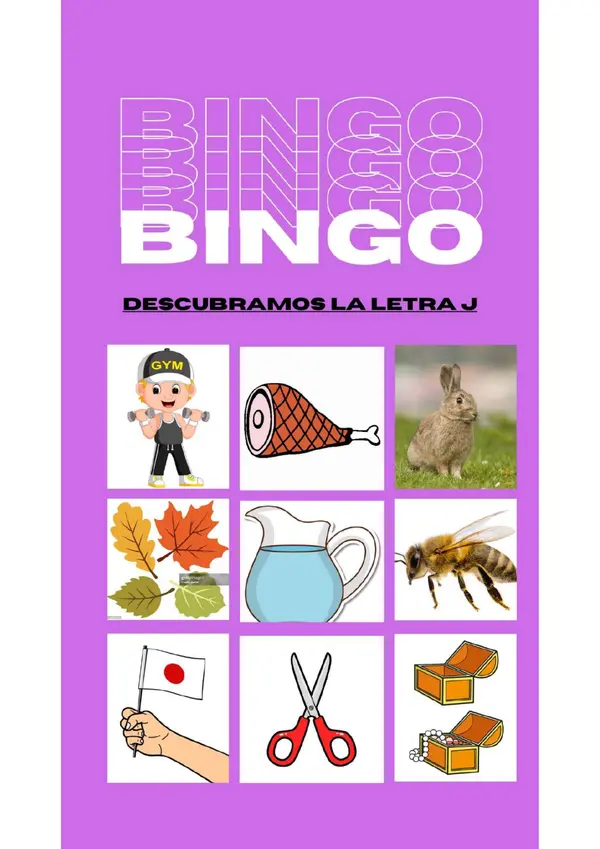 Bingo con la letra J | profe.social