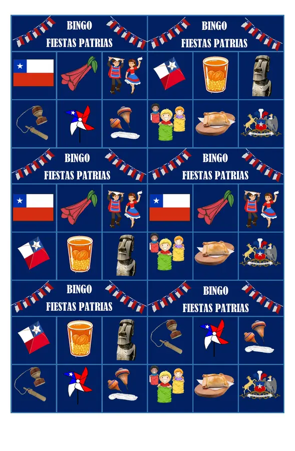 Bingo fiestas patrias | profe.social