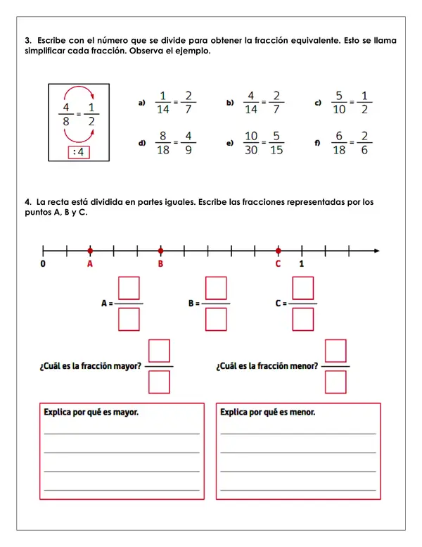 Guía de trabajo - Simplificar y amplificar fracciones propias | profe ...