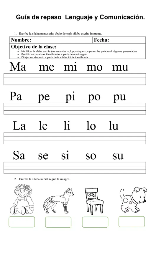 guia de repaso letra M-P-L-S | profe.social