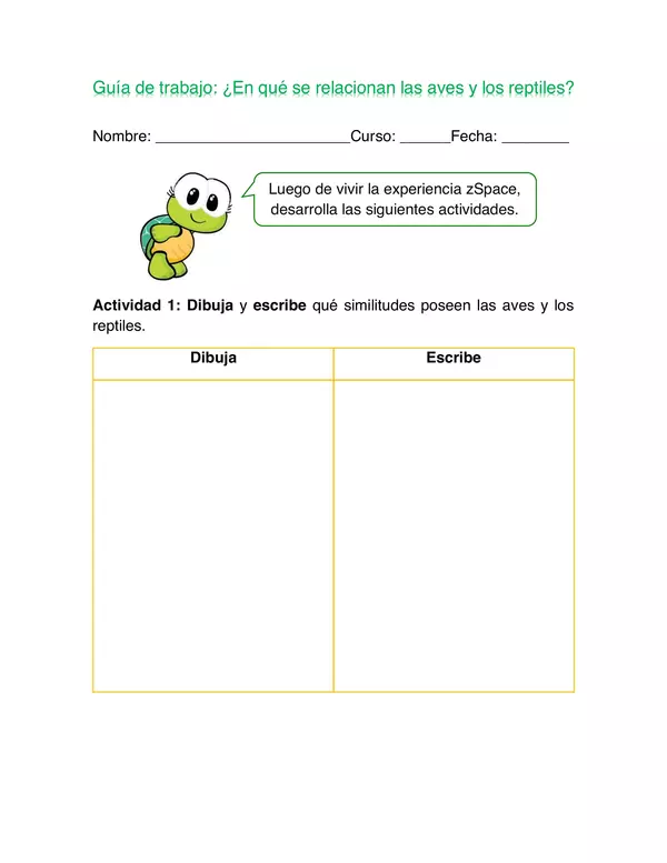 Guia de trabajo En que se relacionan las aves y los reptiles, CIENCIAS ...