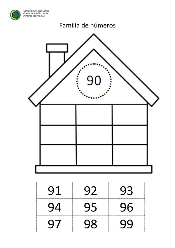Familia De Números 90 Al 99 Profe Social