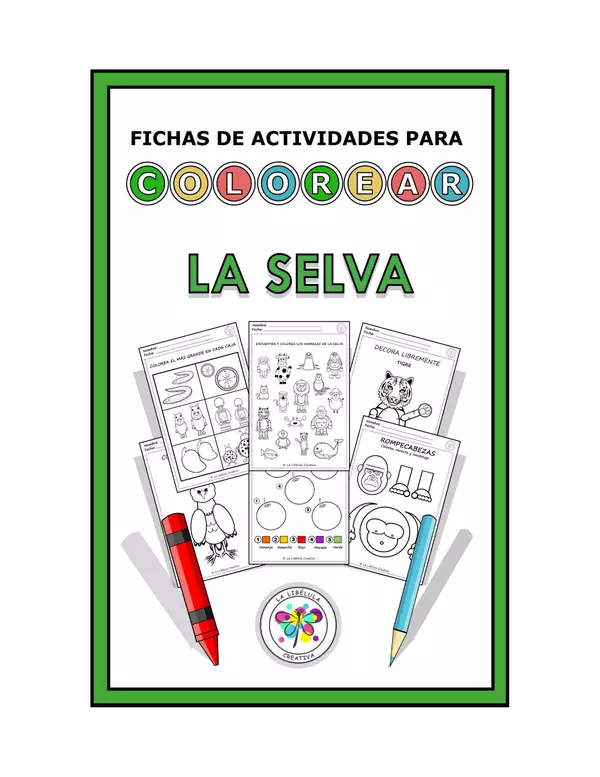 Fichas de actividades de Colorear Selva Animales Craft | profe.social