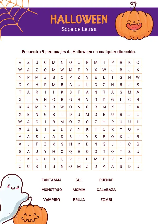 Sopa de letras Halloween | profe.social
