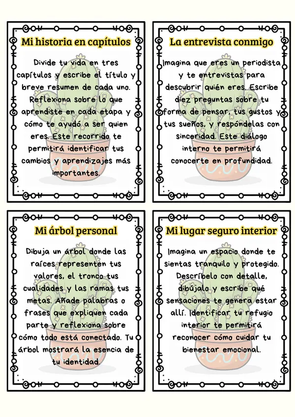 Tarjetas conócete a ti mismo | profe.social