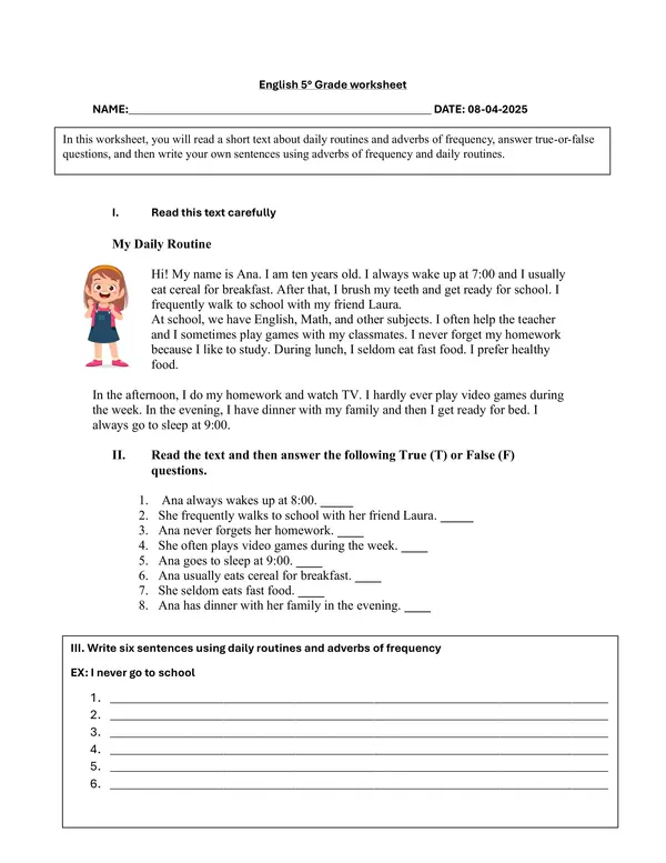 Worksheet daily routine | profe.social