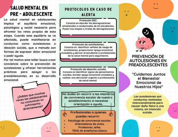 Triptico de autolesiones en adolescentes y preadolescentes | profe.social