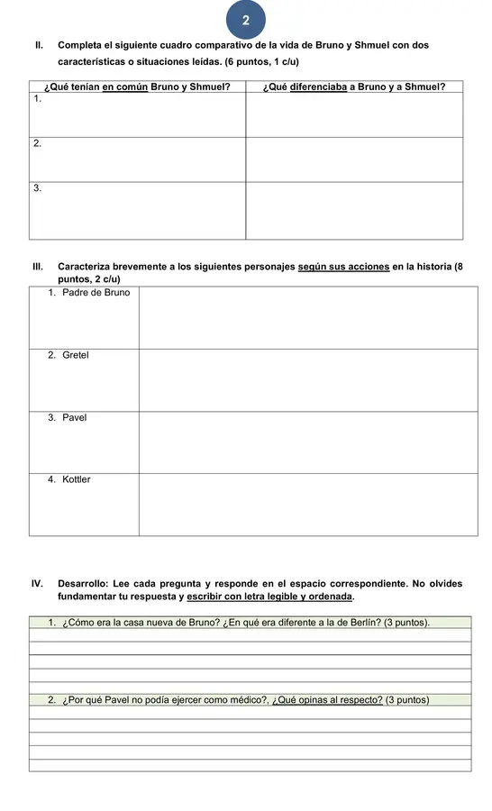 Prueba de lectura: el niño con el pijama de rayas | profe.social