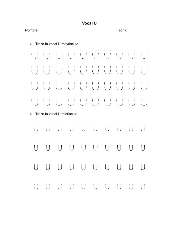 Grafomotricidad Vocal U | profe.social