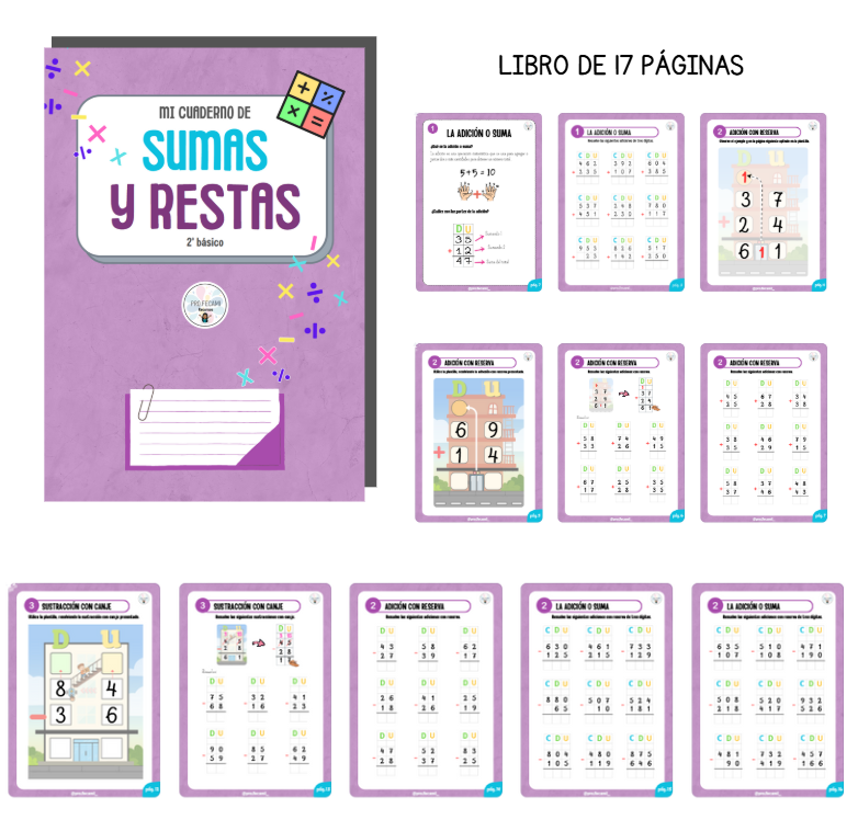 Cuadernillo de sumas y restas 2° básico | profe.social