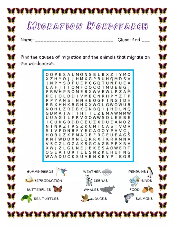 Migration Word Search Profe social