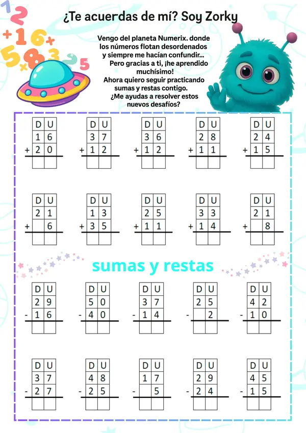 Sumas y restas sin reagrupación | profe.social