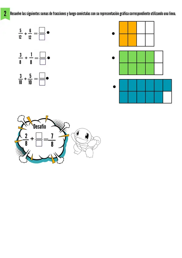 Guía adición de fracciones con igual denominador | profe.social