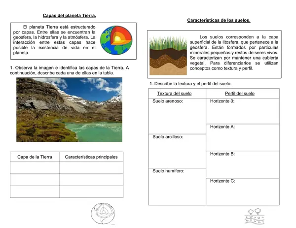 Guía de ciencias 6° año "Capas de la Tierra y suelo". | profe.social