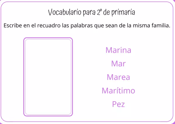 Vocabulario para 2º de primaria. | profe.social
