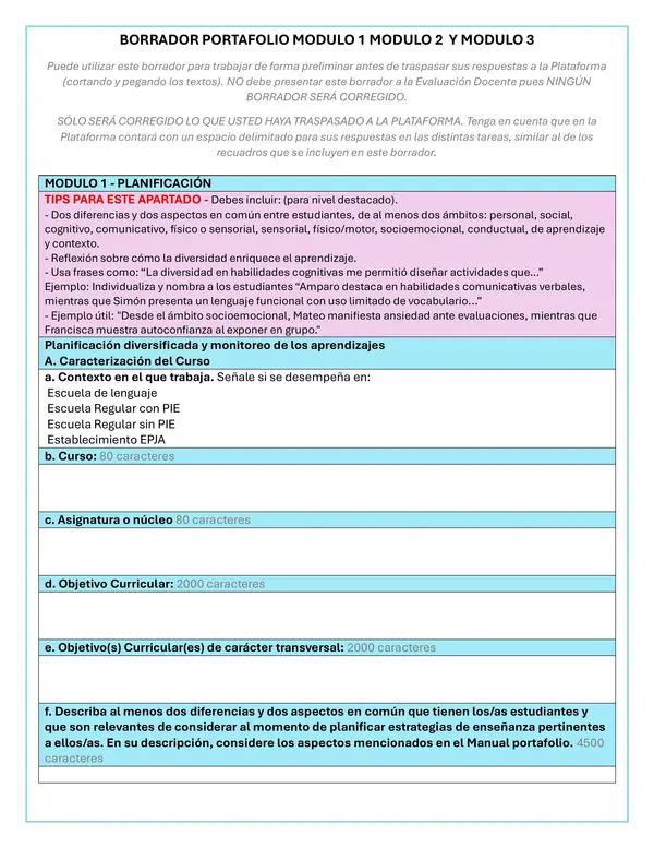Borrador y apoyo Portafolio docente NEEP | profe.social