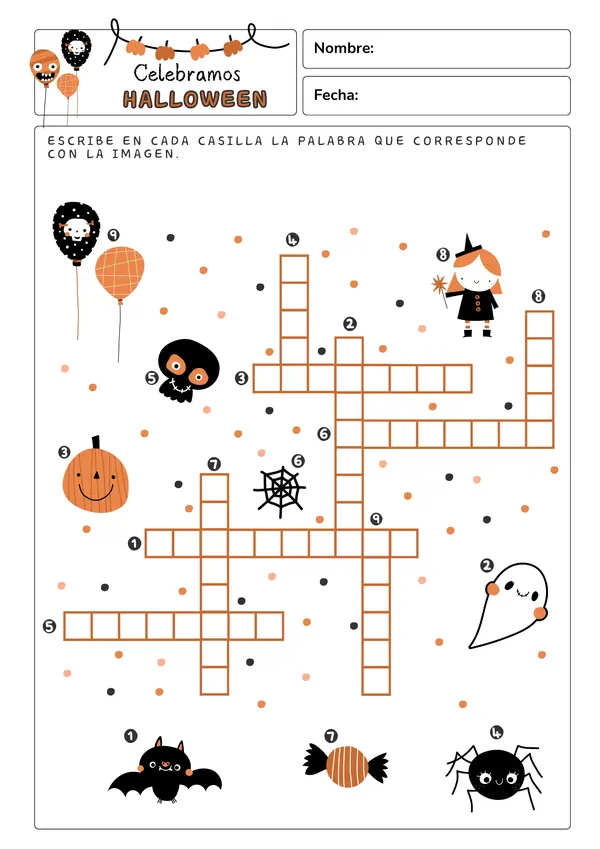 Crucigrama con vocabulario de Halloween | profe.social