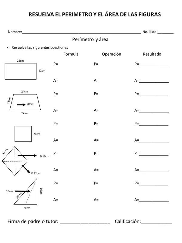 Área y perímetro de las figuras | profe.social