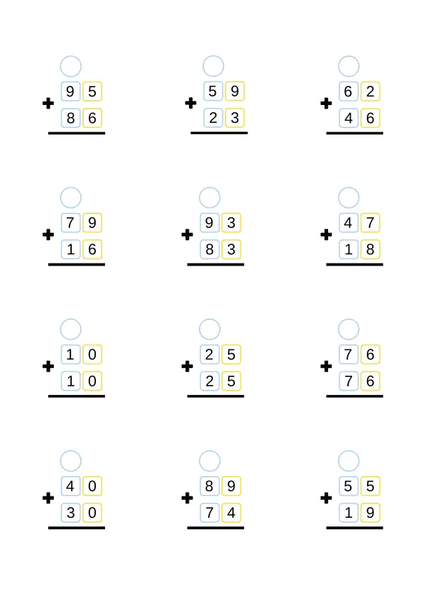Sumas y restas con guías hasta 4 dígitos. | profe.social