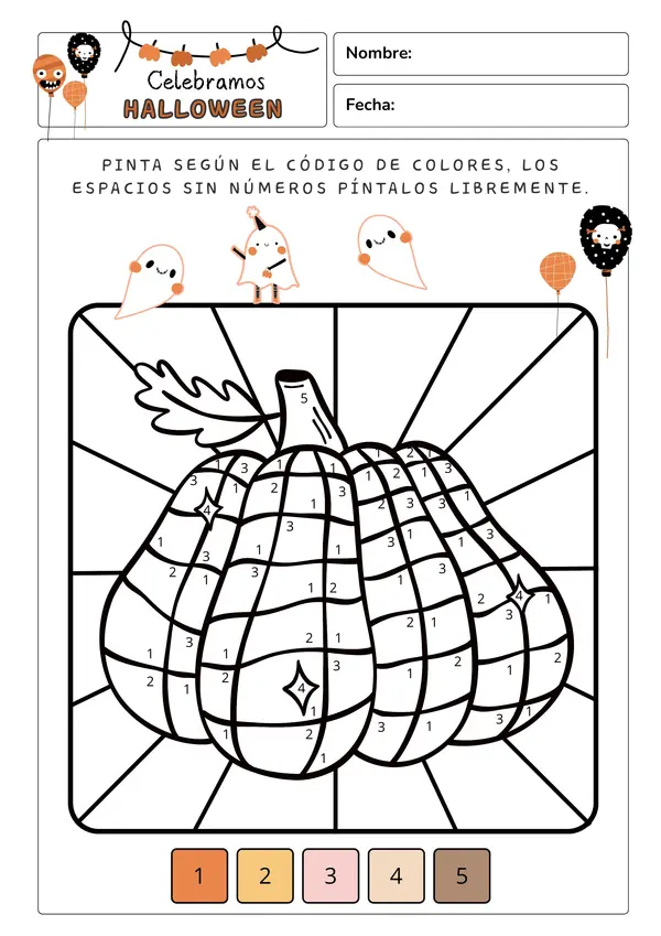 Colorea según el código de colores Halloween | profe.social