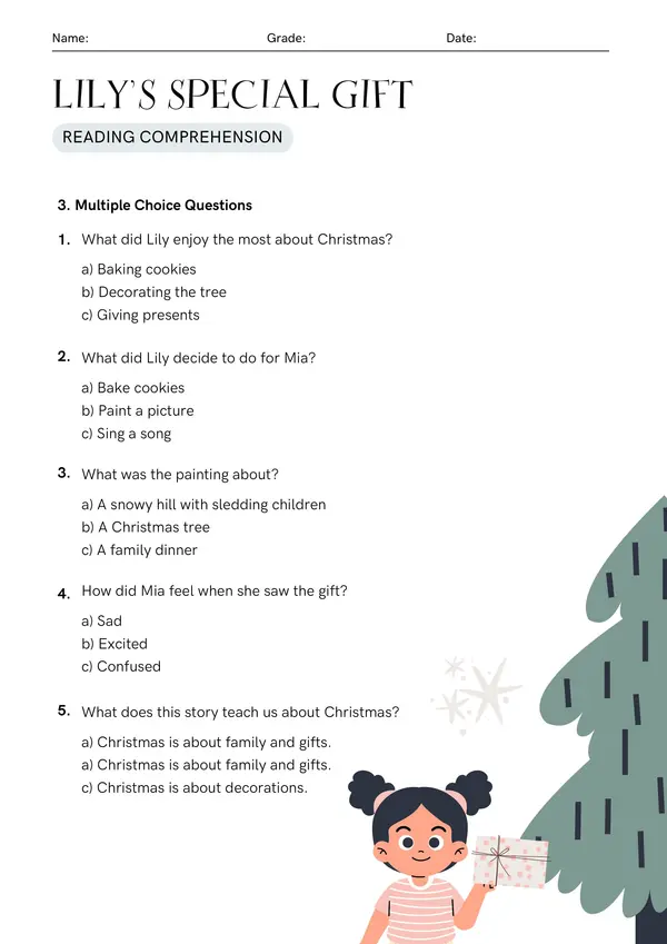 Reading comprehension Lily's special gift | profe.social