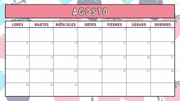 Calendario Agosto | profe.social