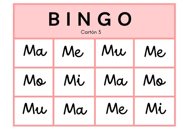 Bingo letra M | profe.social