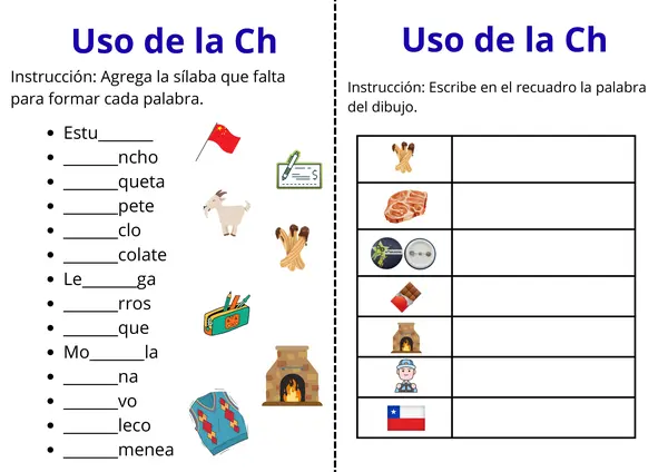 Uso de la Ch - Dígrafo Ch | profe.social