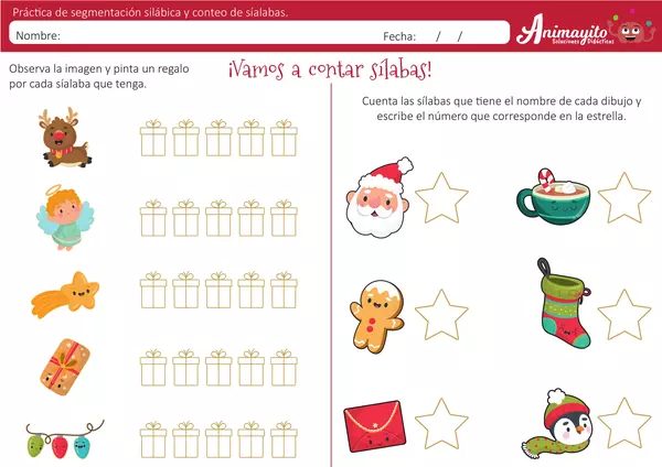 Fichas Navideñas de conciencia fonológica | profe.social