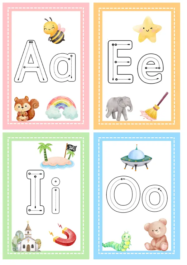 Llavero de vocales, escritura y sonido inicial | profe.social